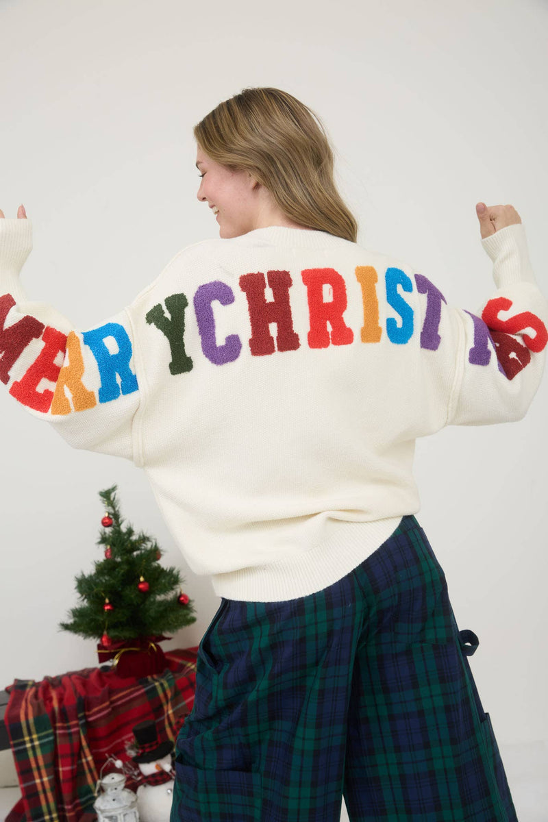 MERRY CHRISTMAS MULTICOLOR CREWNECK KNIT SWEATER – Shop Hazel Jane